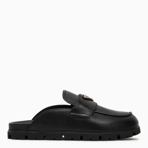 Prada | Shoes | Prada Black Brushed Leather Sabot | Poshmark